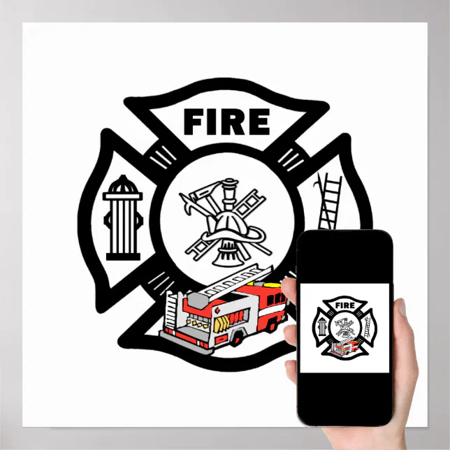 Red Fire Truck Rescue Poster | Zazzle