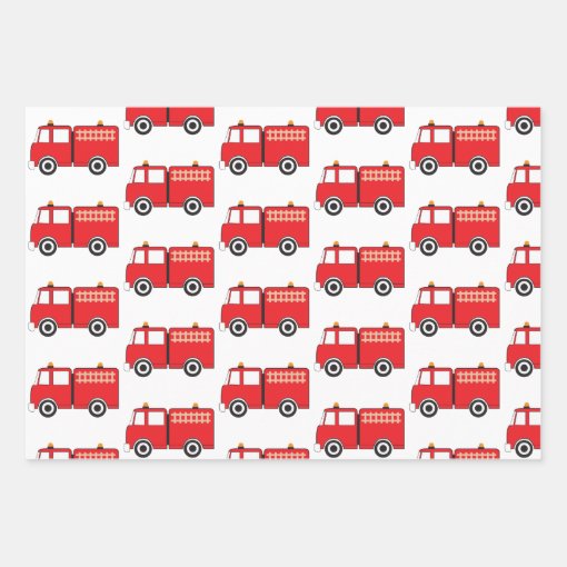 Red Fire Truck Wrapping Paper Sheets | Zazzle