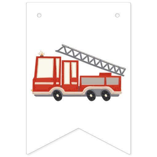 Red Firetruck Theme Happy Birthday Bunting Flags | Zazzle
