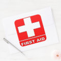 Red First Aid Sign Square Sticker | Zazzle