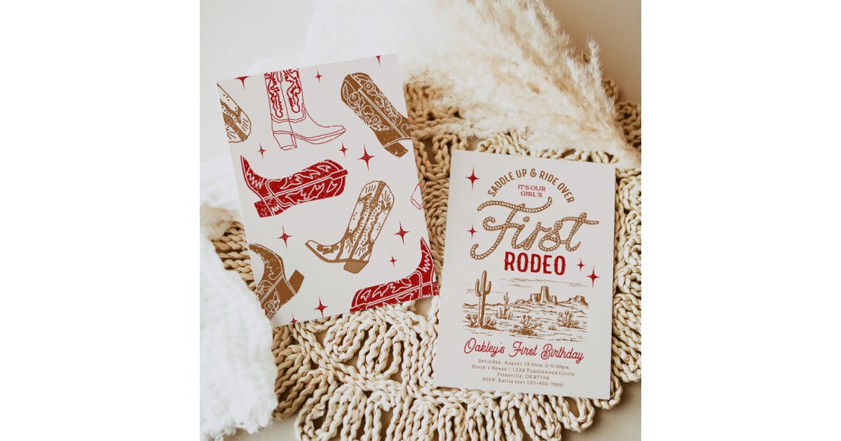 Red First Rodeo Birthday Invitation | Zazzle