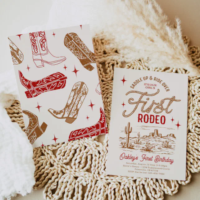 Red First Rodeo Birthday Invitation | Zazzle