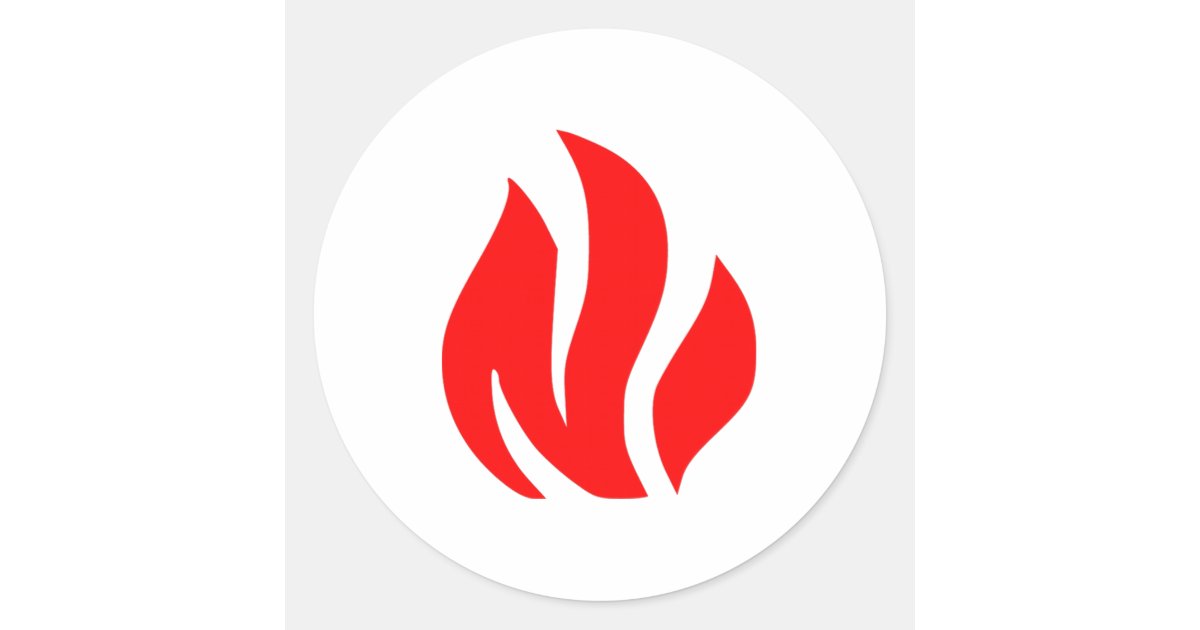 Red Flame sign Classic Round Sticker | Zazzle