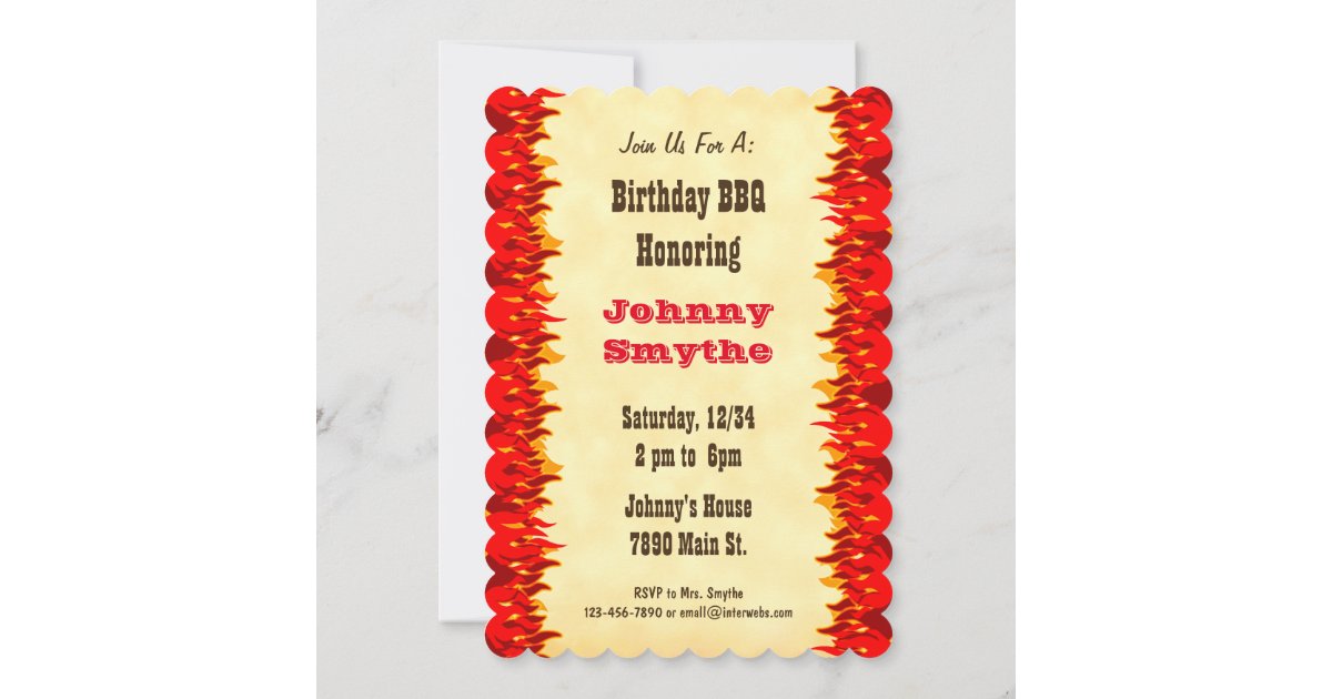 Red Flames Custom BBQ Cookout 5x7 Invitation | Zazzle