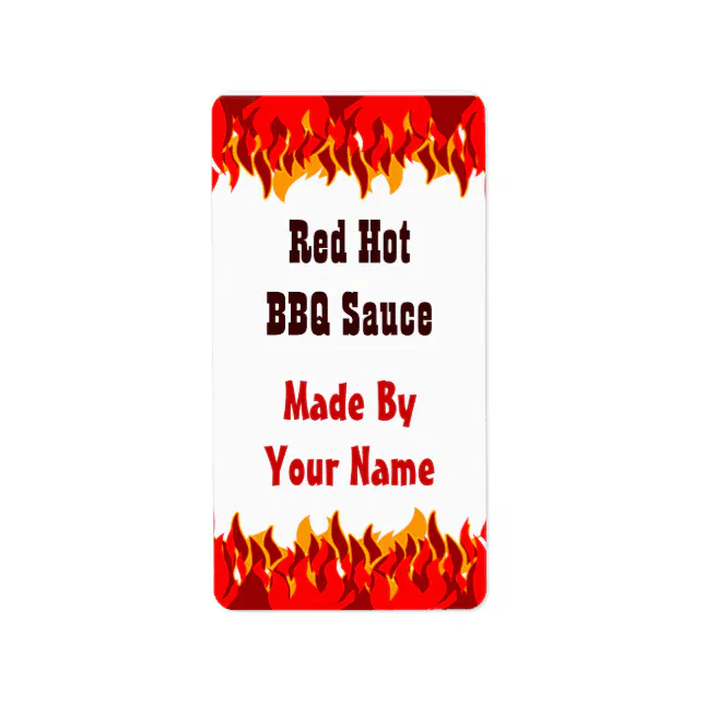 Red Flames Custom Hot Sauce Canning Labels Medium | Zazzle