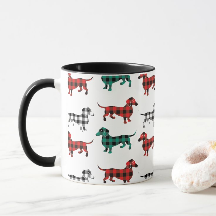 Red Flannel Christmas Dachshunds Mug | Zazzle