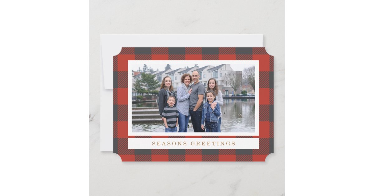 Red Flannel Holiday Photo Card | Zazzle.com