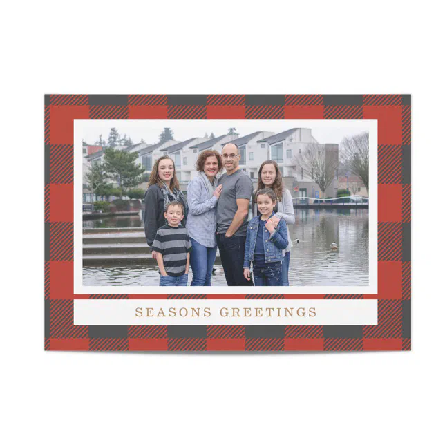 Red Flannel Holiday Photo Card | Zazzle