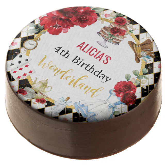 Red Floral Alice in Wonderland Mad Hatter Tea Chocolate Covered Oreo ...