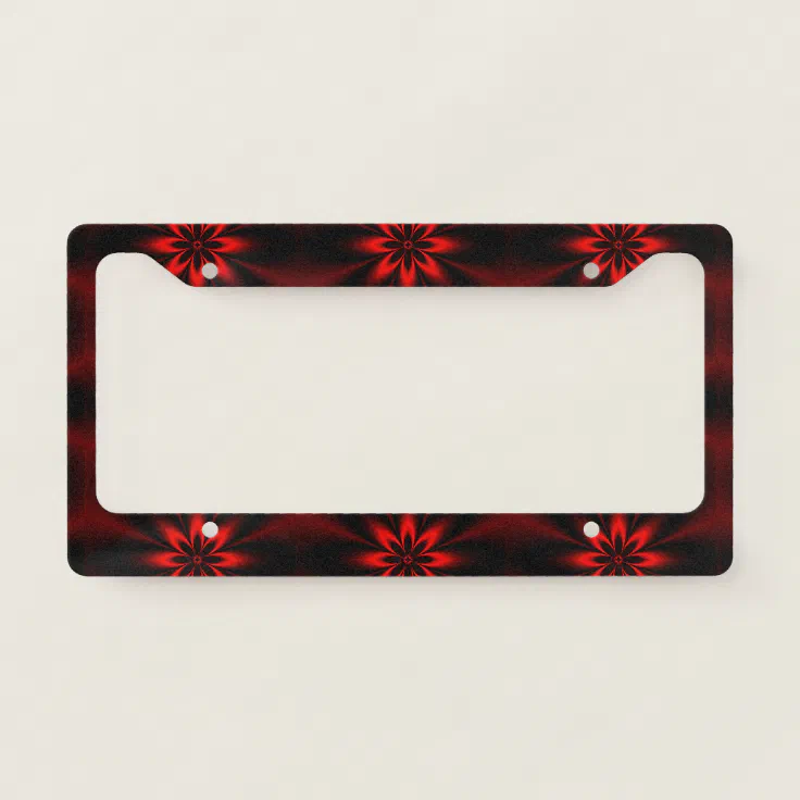 Red Floral Burst License Plate Frame | Zazzle