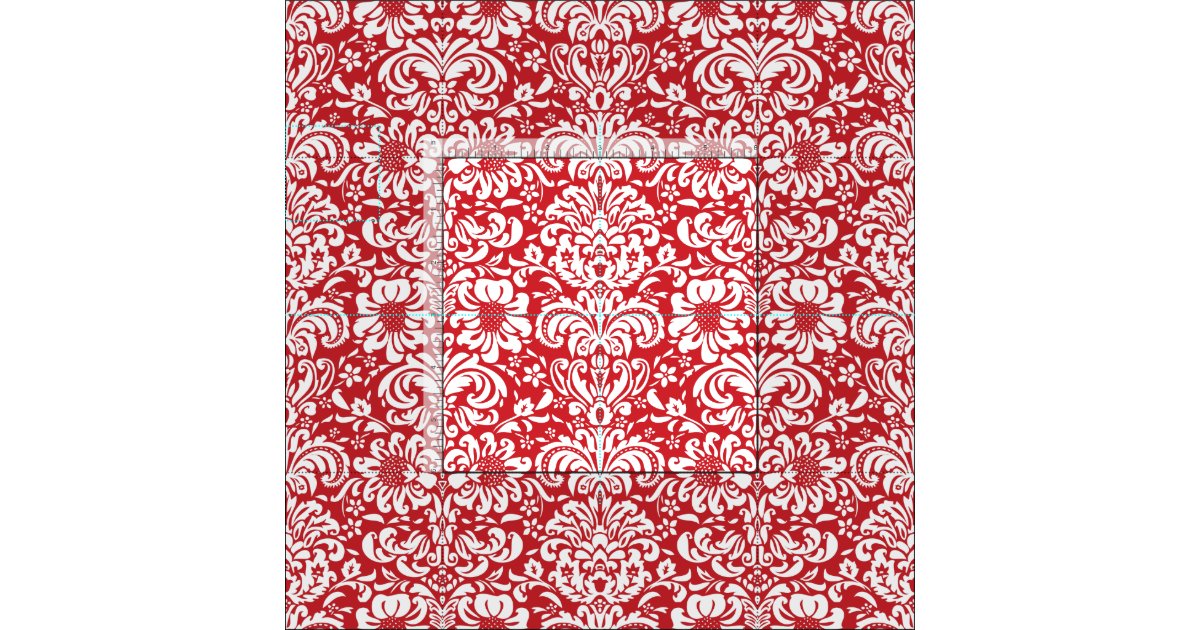 Red Floral Damask Fabric | Zazzle