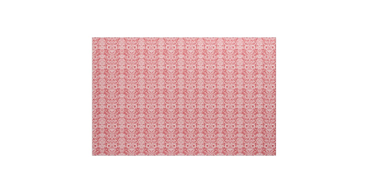 Red Floral Damask Fabric | Zazzle