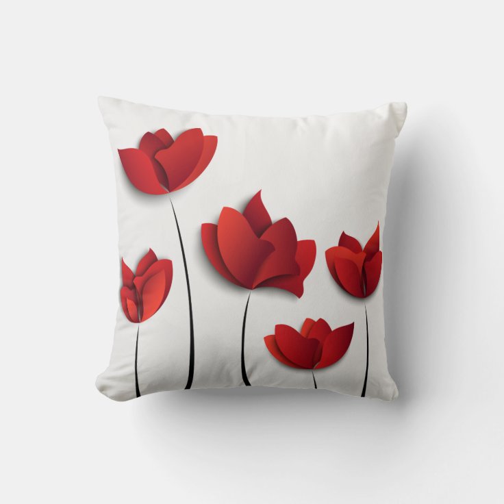Red floral design pillow | Zazzle