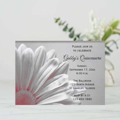 Red Floral Highlights Quinceanera Party Invitation | Zazzle