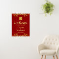 Red floral modern Chinese wedding welcome sign | Zazzle