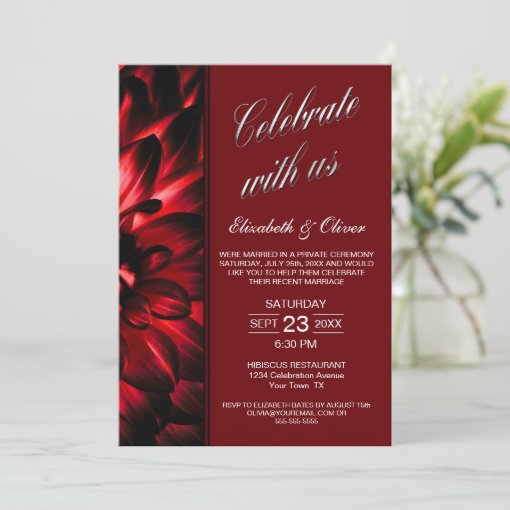 Red Floral Photo Wedding Reception Invitation | Zazzle