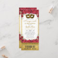 Red Floral Roses Quinceañera Masquerade VIP Ticket Invitation | Zazzle