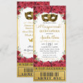 Red Floral Roses Quinceañera Masquerade VIP Ticket Invitation | Zazzle