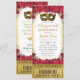 Red Floral Roses Quinceañera Masquerade VIP Ticket Invitation | Zazzle
