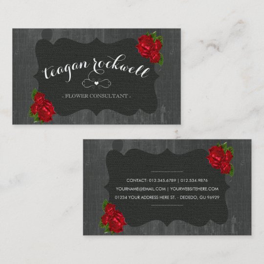 Red Floral Roses Wood Gothic Business Card | Zazzle.com