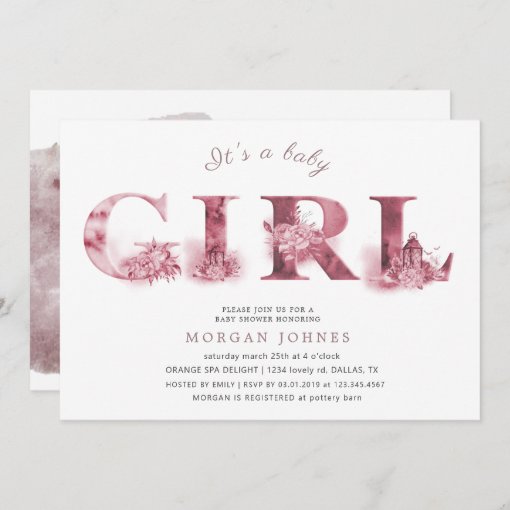 red floral script baby shower invitation | Zazzle