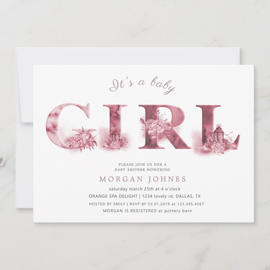red floral script baby shower invitation | Zazzle