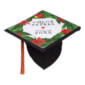Red Floral Tropical Botanical Graduation Cap Topper | Zazzle