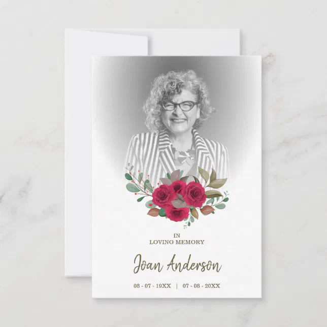 Red Floral Wreath Funeral Invitation Dear Ones | Zazzle