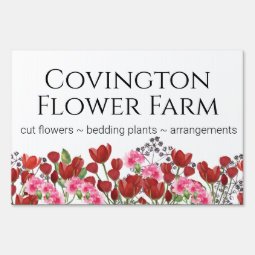 Red Flower Business Flower Farm Sign | Zazzle