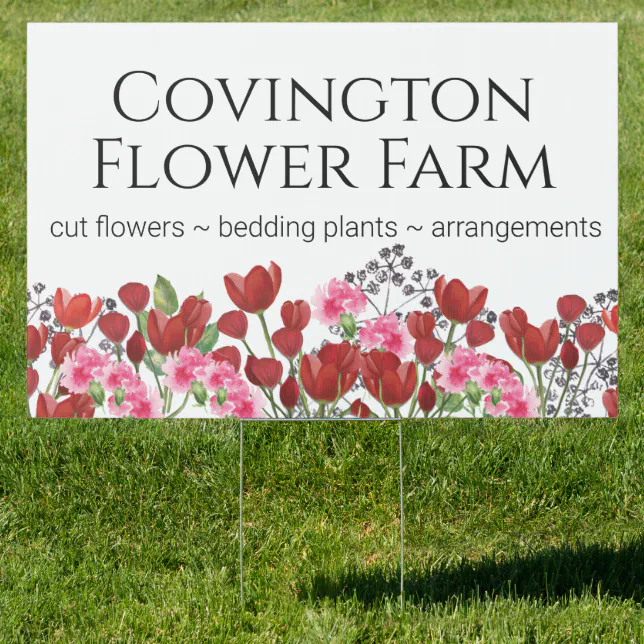 Red Flower Business Flower Farm Sign | Zazzle