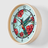 Red Flower Hummingbird Clock | Zazzle
