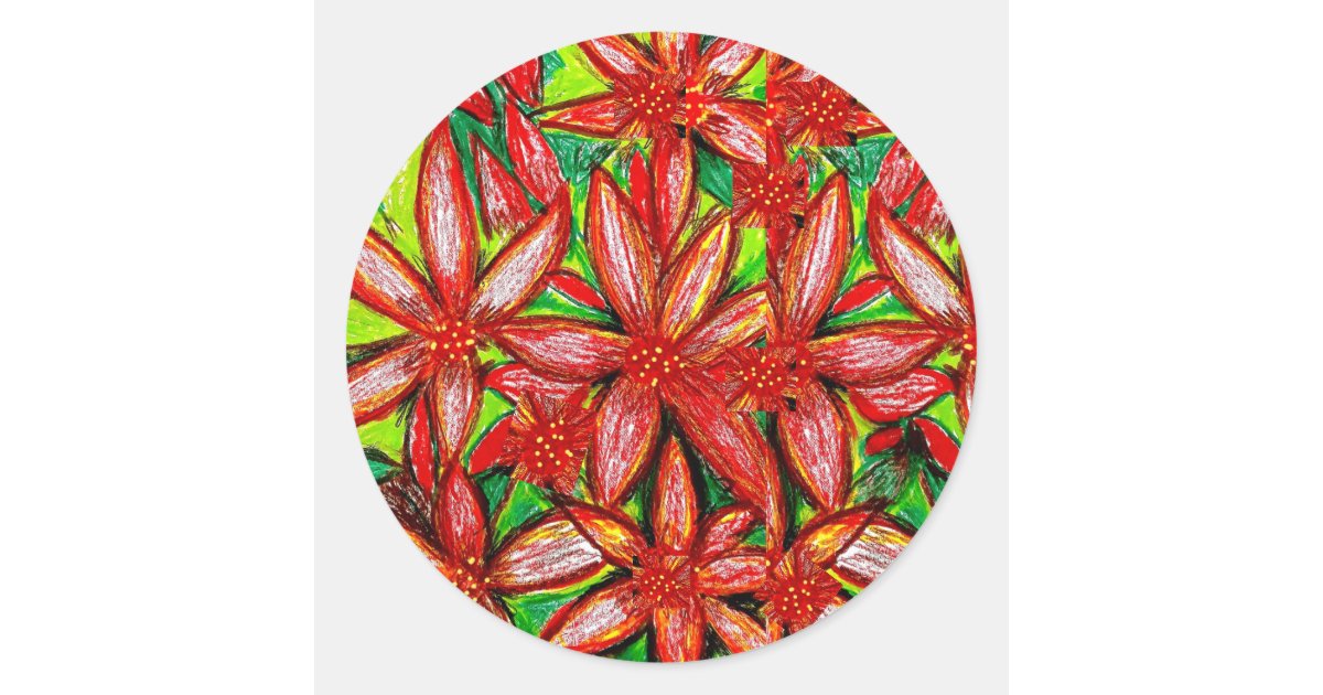 Red Flowers Sticker | Zazzle