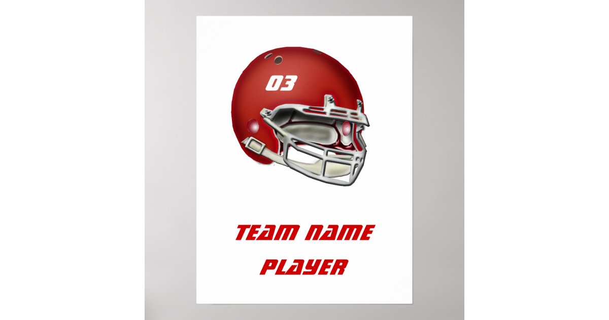 Red Football Helmet Poster | Zazzle