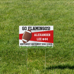 Red Football Yard Sign, Custom Name/School Yard Sign | Zazzle
