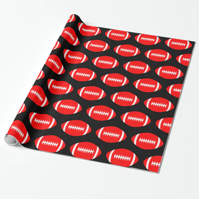 Red Footballs Football Player Gift Wrapping Paper | Zazzle