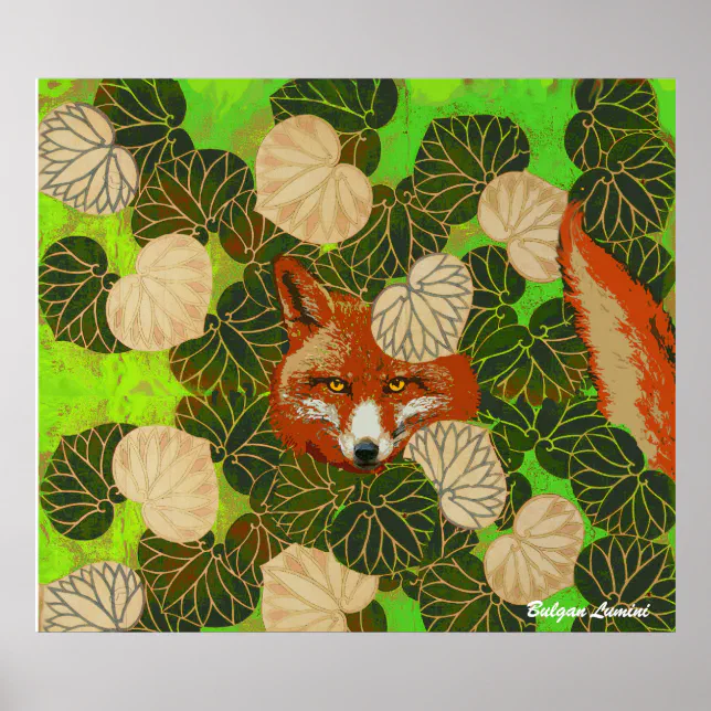 RED FOX AMONG THE GREEN LEAVES AND FOLIAGE POSTER | Zazzle