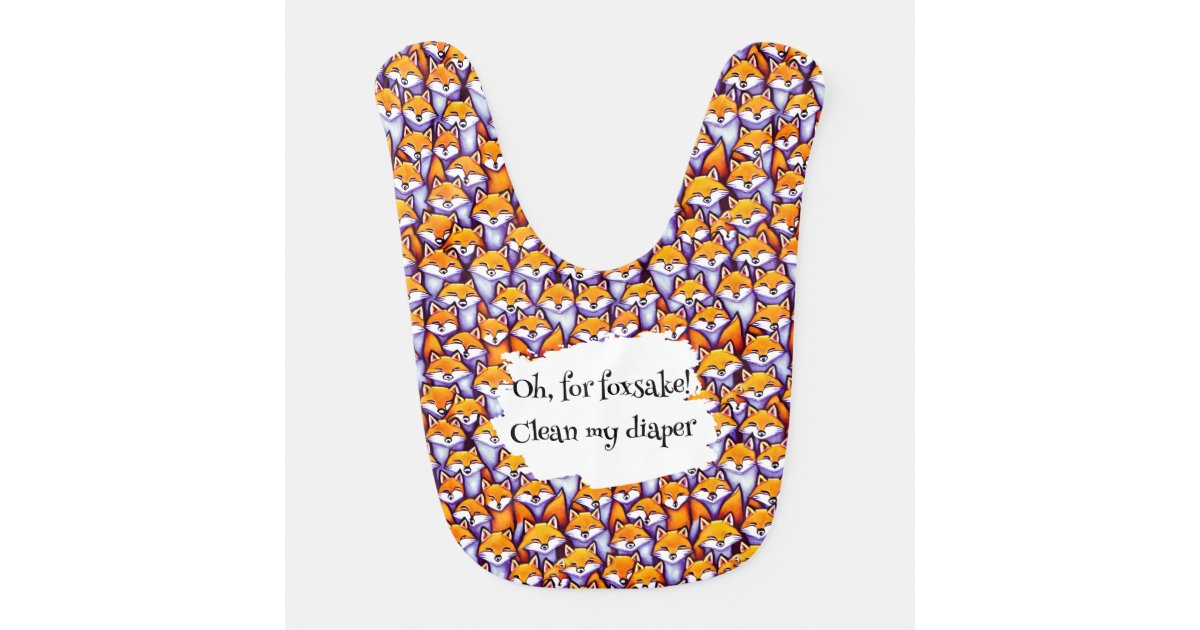 Red fox cartoon funny foxsake clean diaper humor baby bib | Zazzle