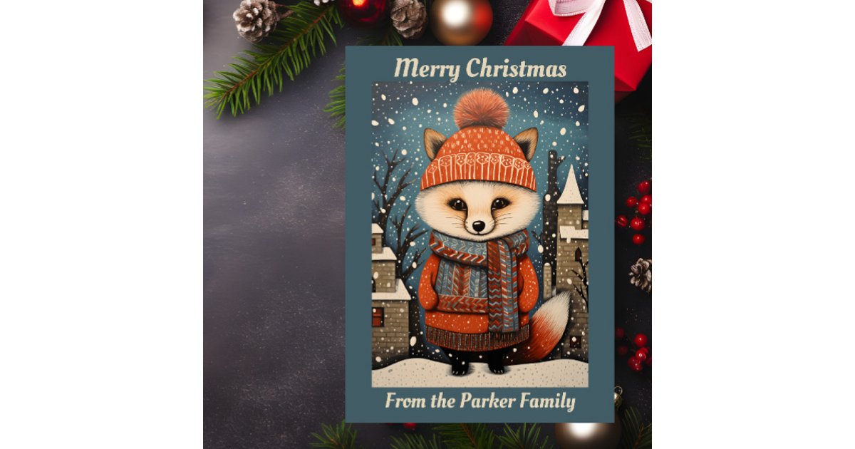 Red Fox Christmas Holiday Card | Zazzle