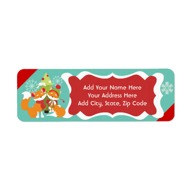 Red Fox Christmas Return Address Labels | Zazzle