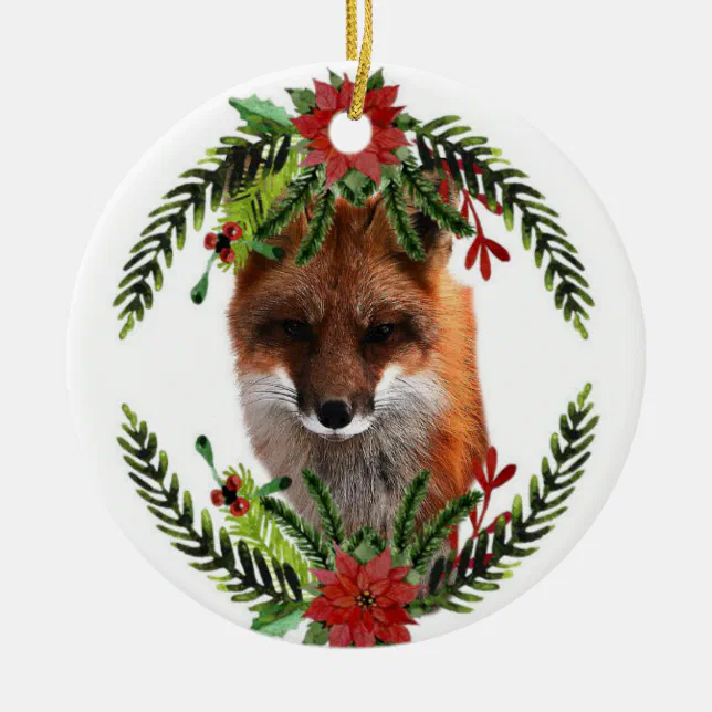 Red Fox Christmas Wildlife Ornament, 2-sided Ceramic Ornament | Zazzle