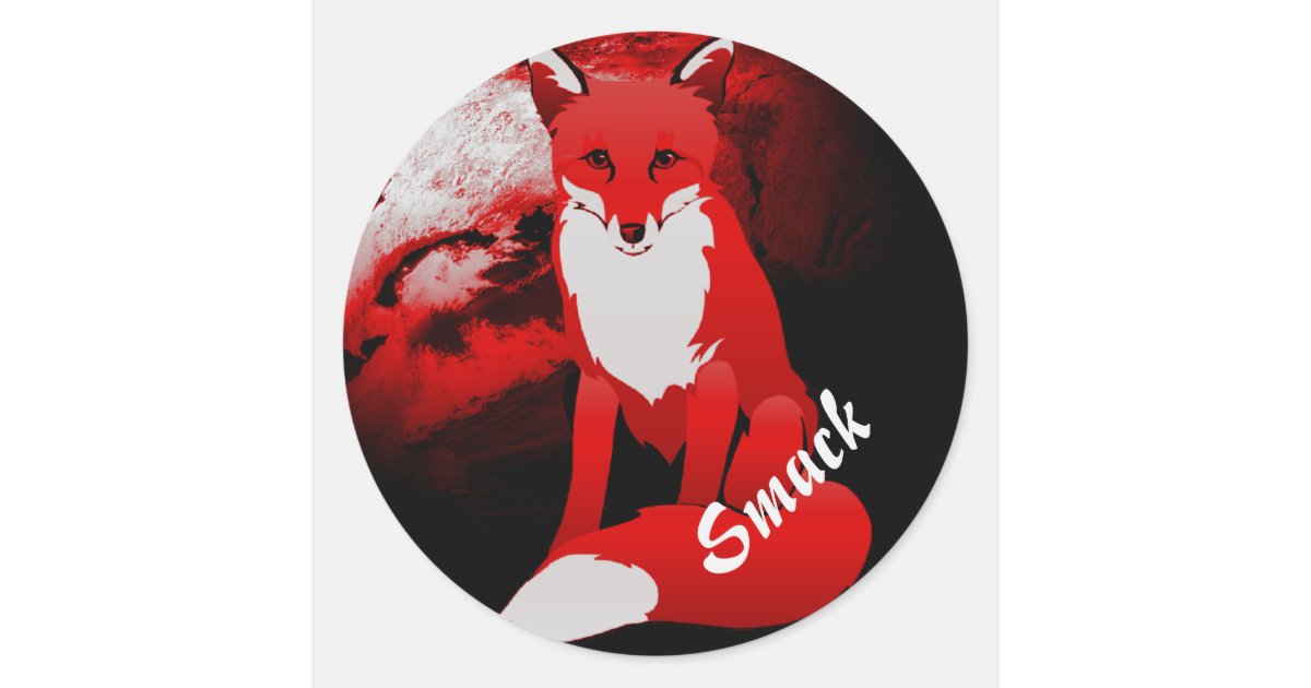 Red Fox Design Personalized Custom Classic Round Sticker | Zazzle