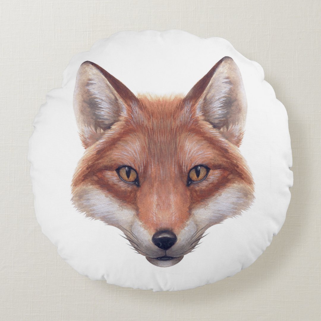 Red Fox Face Round Pillow | Zazzle