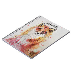 Red Fox foxes cute Girls name Notebook | Zazzle