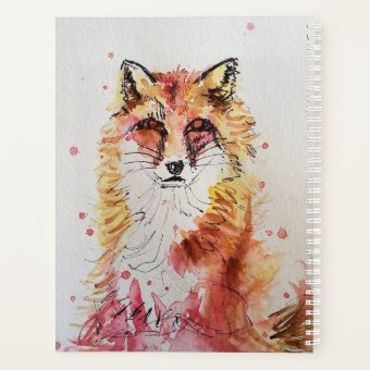 Red Fox foxes Watercolour Art cute Girls name Planner | Zazzle