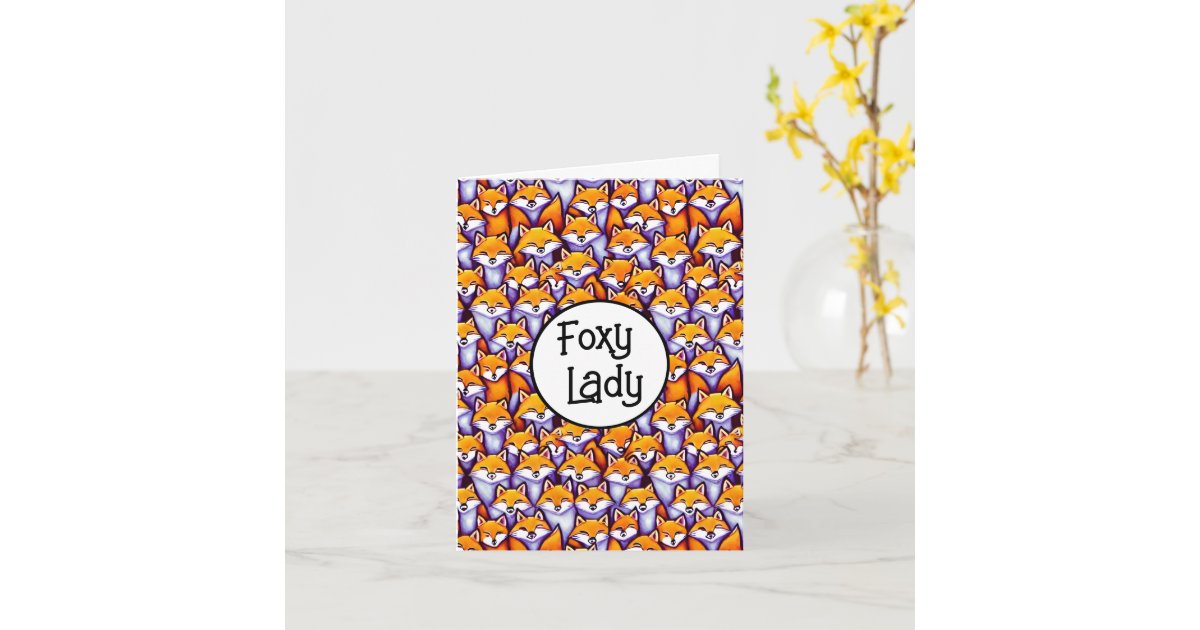 Red fox foxy lady funny cartoon DIY message Card | Zazzle