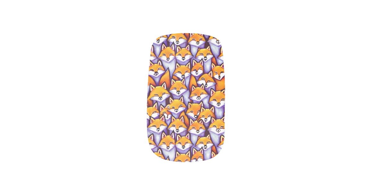 Red fox foxy lady funny doodle cartoon print minx nail art | Zazzle