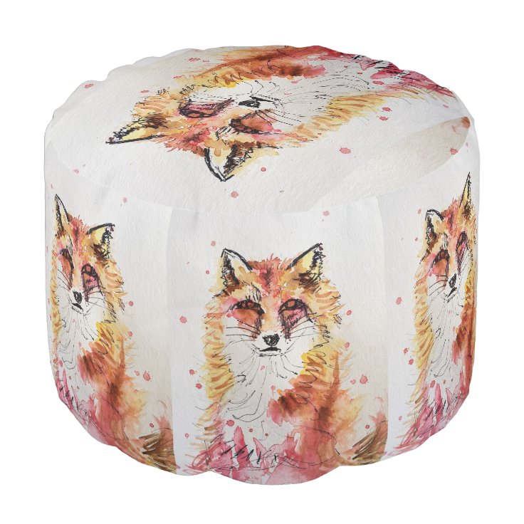 Red Fox Girls Room Foot Stool baby foxes Pouffe Pouf | Zazzle