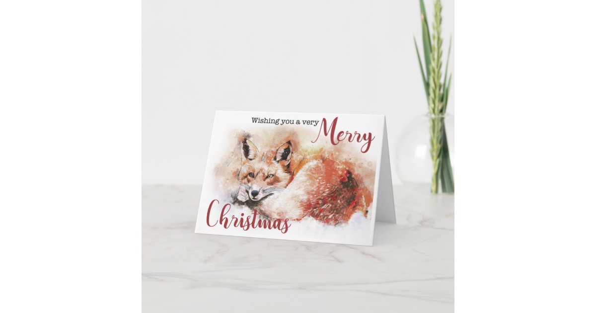 Red Fox Merry Christmas Card | Zazzle