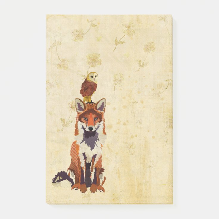 Red Fox & Owl Post It Note | Zazzle