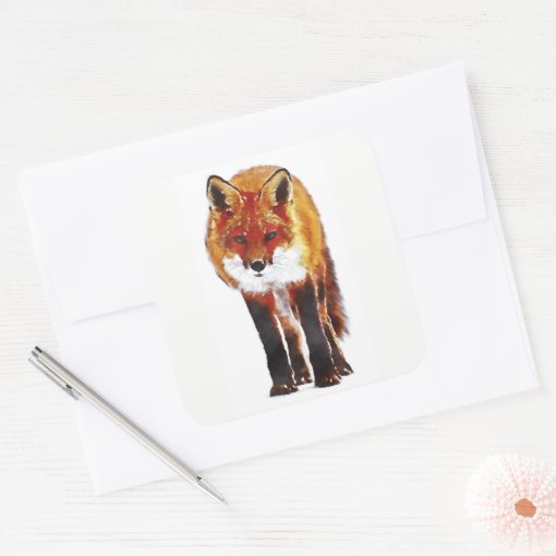 Red Fox Square Sticker | Zazzle